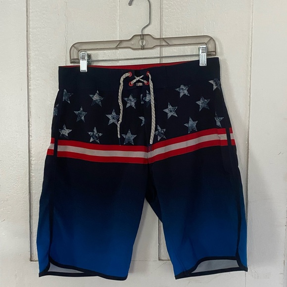 burnside | Swim | Patriotic Star Swim Trunks Blue And Red American Flag ...